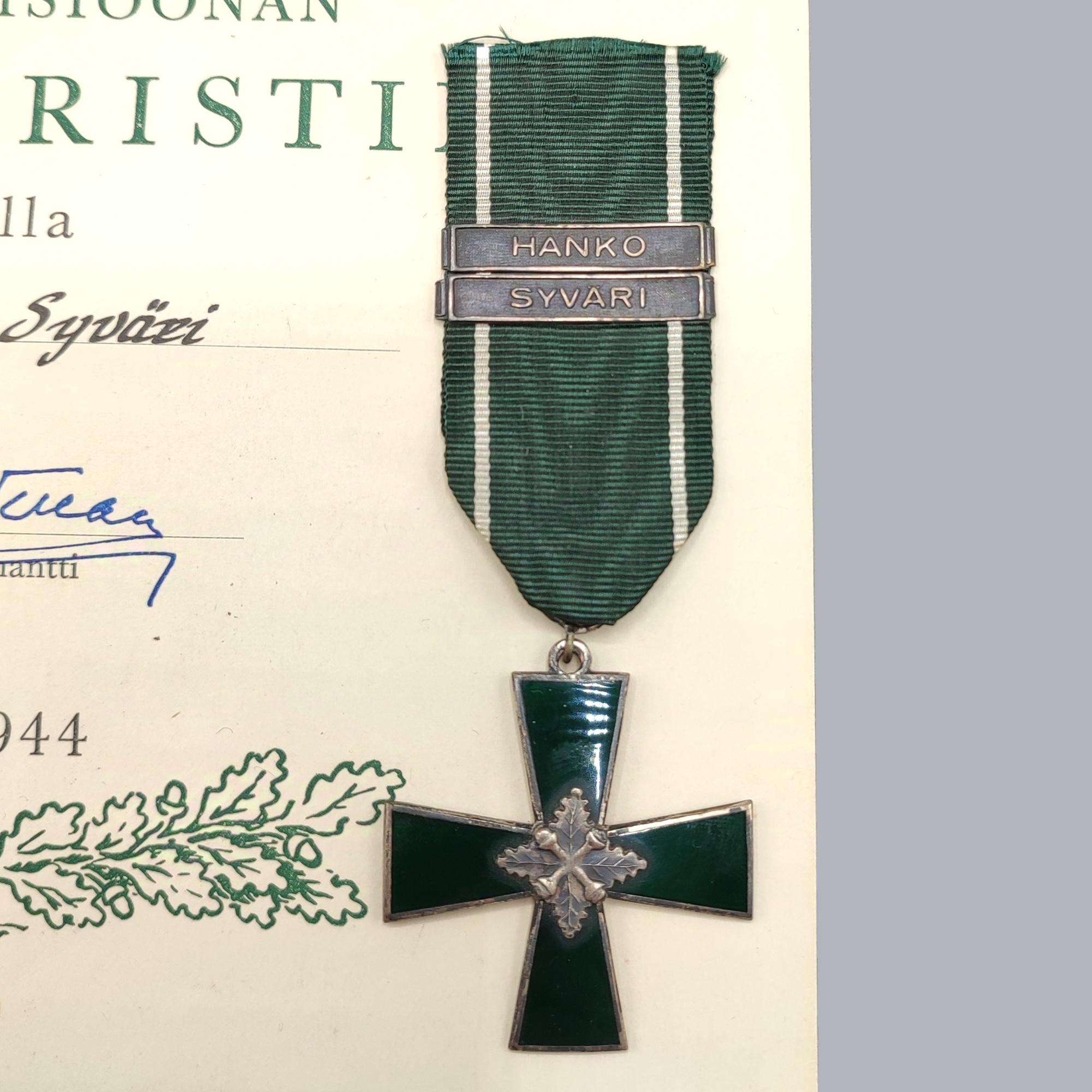 FINNISH COMMEMORATIVE CROSS OF THE 17TH DIVISION & CERTIFICATE – Peter ...