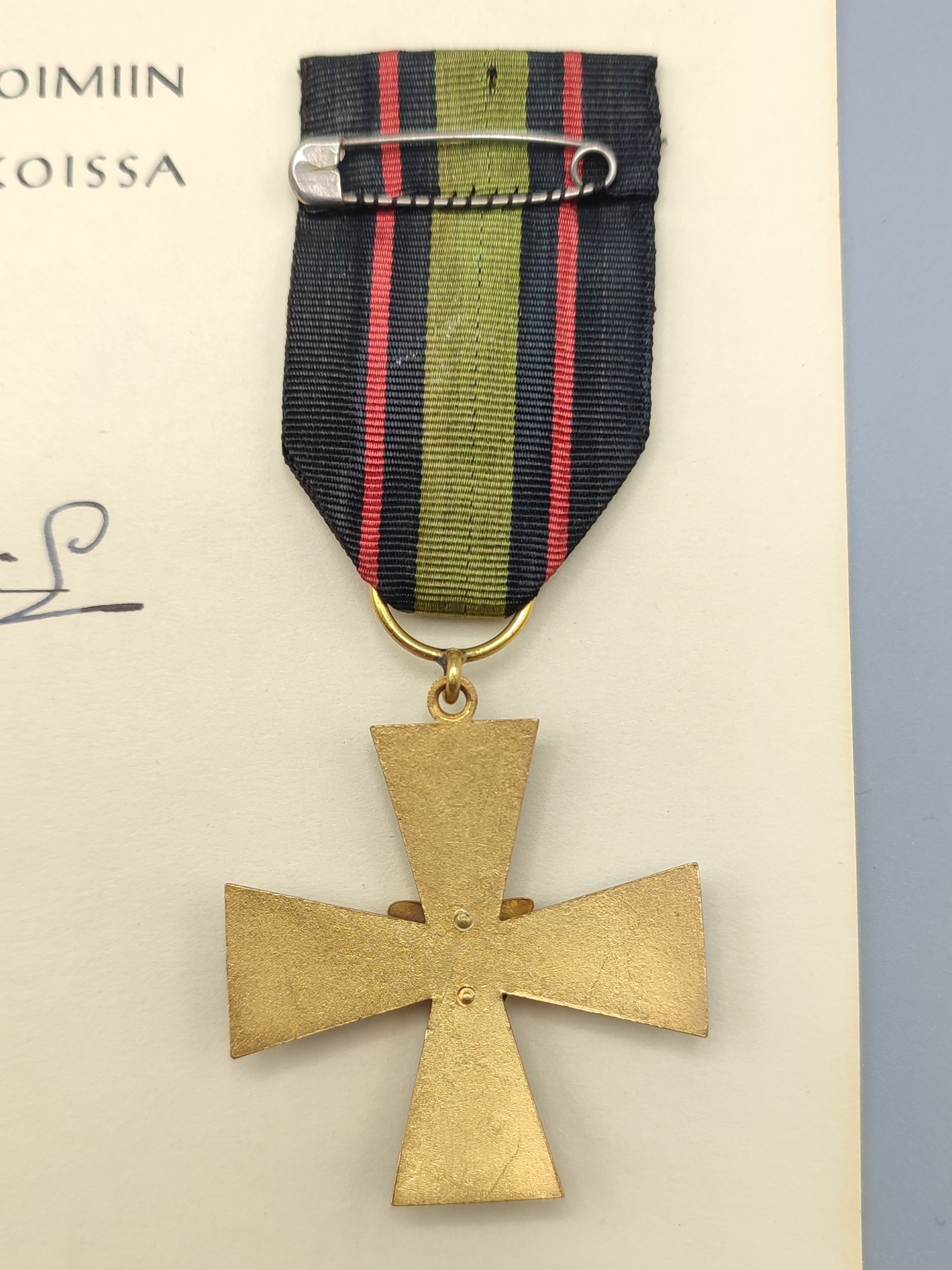 FINNISH CROSS OF ÄÄNINEN & CERTIFICATE – Peter Mustonen